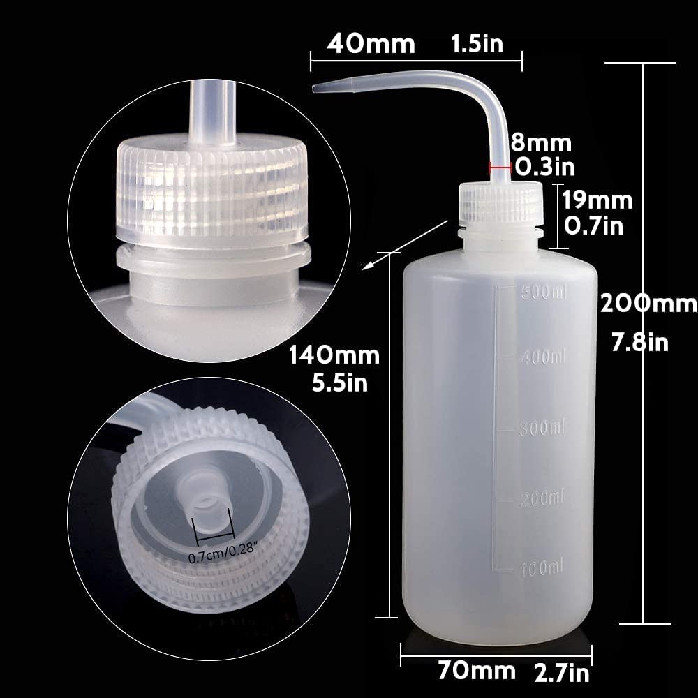 Beoncall Tattoo Wash Bottle, 2Pcs 500ml Safety Tattoo Wash Bottle Watering Tools,Economy Plastic Squeeze Bottle for Tattoo Supplies(500ml / 16oz)