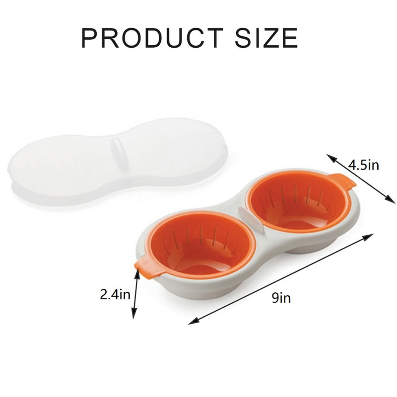 ARTIOMO Double Egg Poacher for Microwave,2 Cavity Edible Silicone Drain Egg Boiler Set, Non Stick Egg Cooker Poached Egg Steamer, Home Kit blue,green,orange