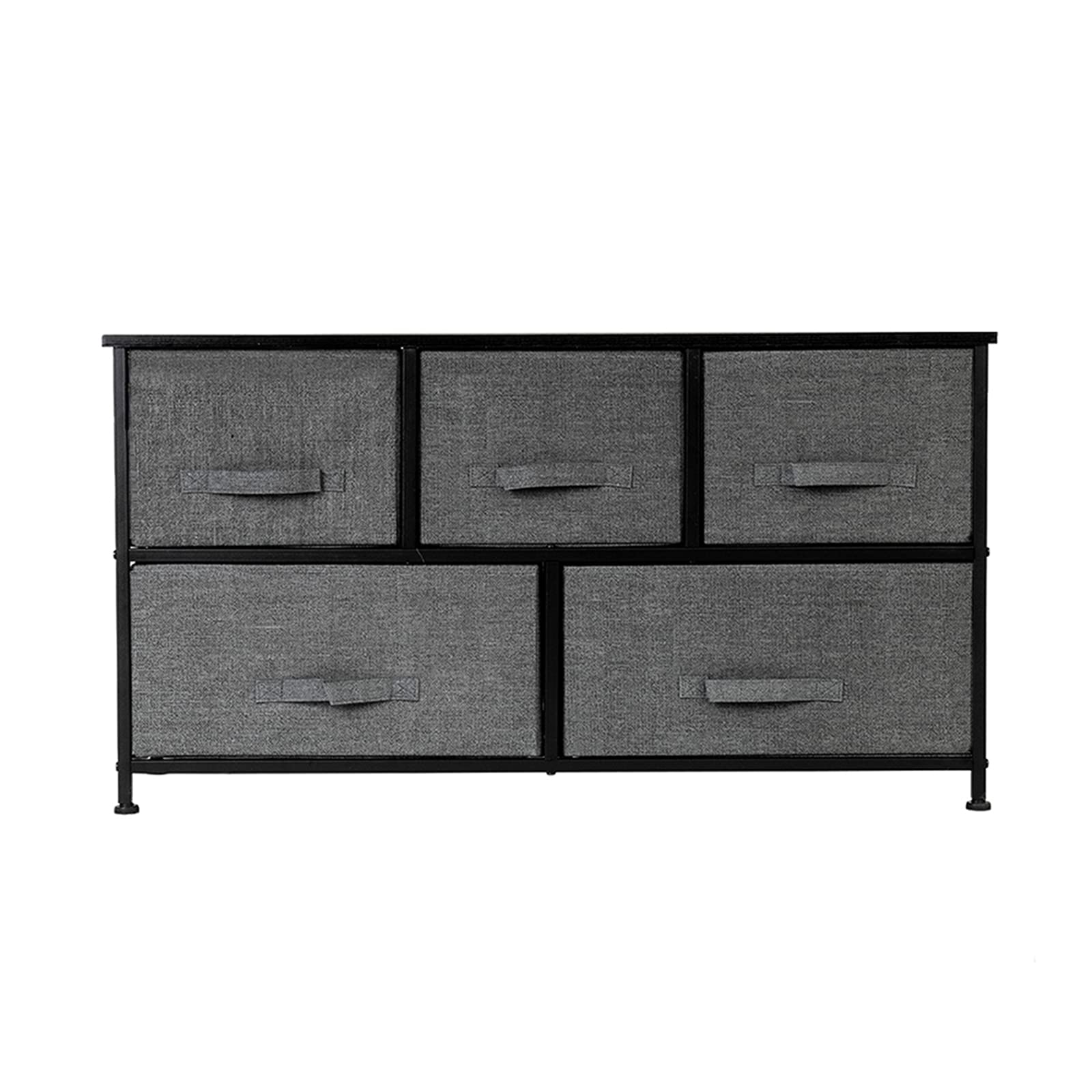 EEBUIHUI Dresser with 5 Drawers, Fabric Storage Tower, Organizer Unit for Bedroom, Living Room, Hallway, Closets & Nursery - Sturdy Steel Frame, Wooden Top (Dark Grey5)