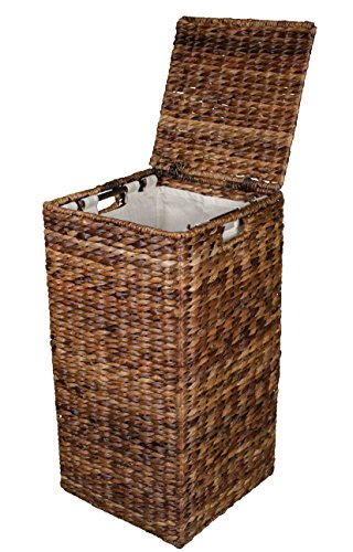 BIRDROCK HOME Seagrass Square Laundry Hamper with Removable Bag - Handwoven with Durable Abaca Fibers - Long Lasting Laundry Bin Storage for Dirty Clothes - Organizer Basket Use for Bedroom & Bathroom