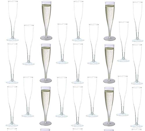 Oojami 100 Plastic Classic Champagne Disposable Flutes for Parties Plastic cups Wedding Party Toasting Cocktail Cups Bulk Party Pack (Clear)