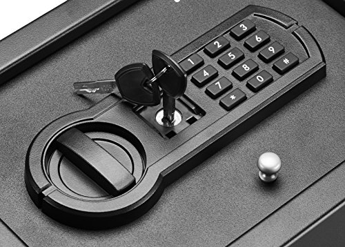 Amazon Basics Small Slim Desk Drawer Security Safe with Programmable Electronic Keypad, Black, 11.8''W x 8.6''D x 4.4''H