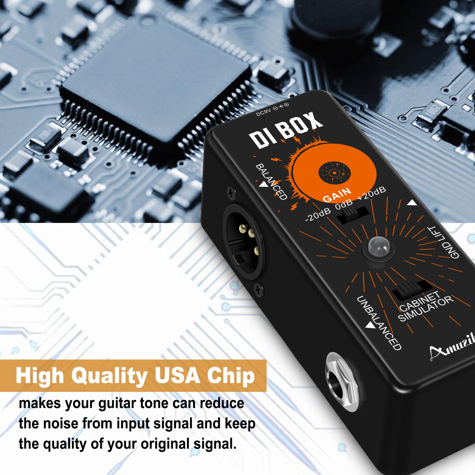 Amuzik Di Box Effect Pedal Matchbox Effector for Electric Guitar Pedal with Ture Bypass Mini Size