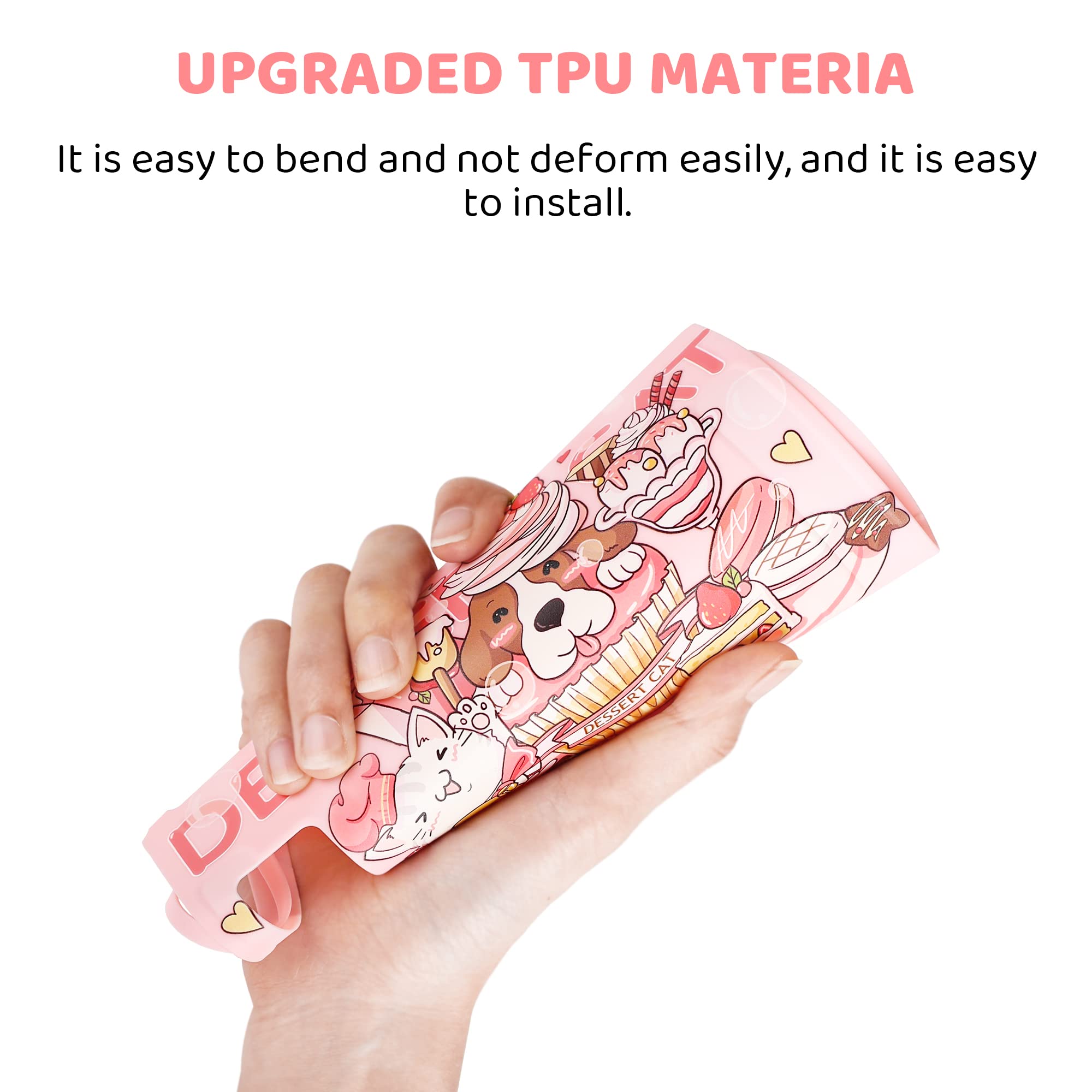 Cute Case for Nintendo Switch, FANPL Soft TPU Protective Cover Compatible with Switch Console and Joy Con Controller, Pink Dockable Shell, Kawaii Switch Skin Accessories - Dessert Cat & Dog Pattern