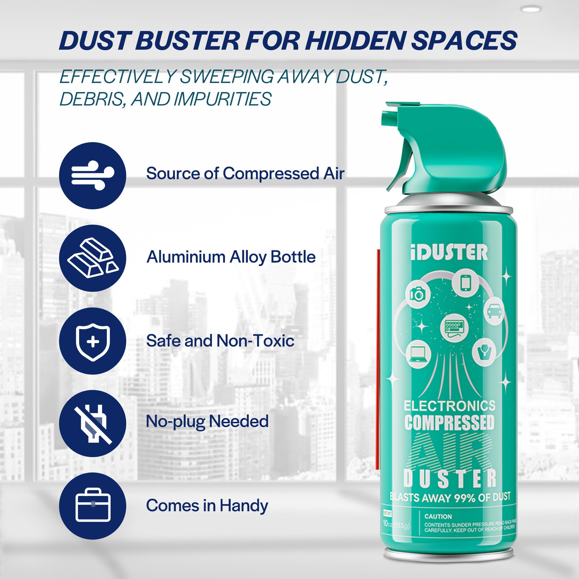 Compressed Air Duster Cleaner for Keyboard - iDuster Air Cans for Cleaning Dust, Hairs, Crumbs, Scraps for Laptop Computer Jewelry Camera, 3 Packs