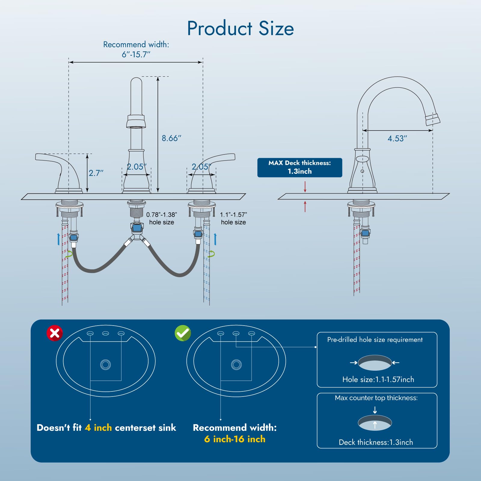 Cinwiny 3 Hole Bathroom Faucet 8 inch Vanity Widespread Sink Faucet 2 Handles Deck Mounted Basin Mixer Tap with Pop up Drain,Oil Rubbed Bronze