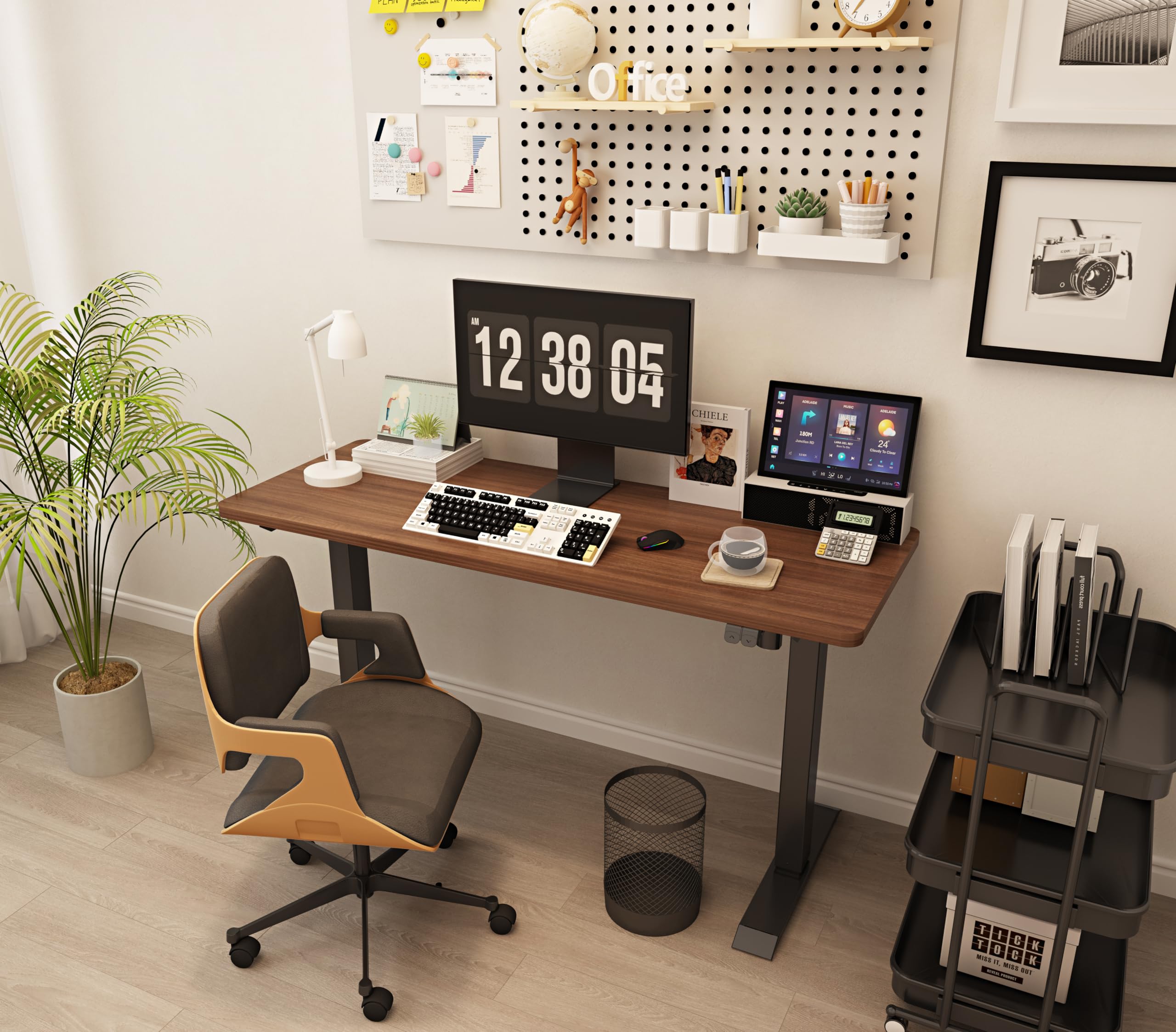 AokPro Electric Standing Desk Electric Height Adjustable Desk Stand up Desk with Memory preset Button Ergonomic Sit Stand Desk for Home Office Black Frame (Single-Motor)