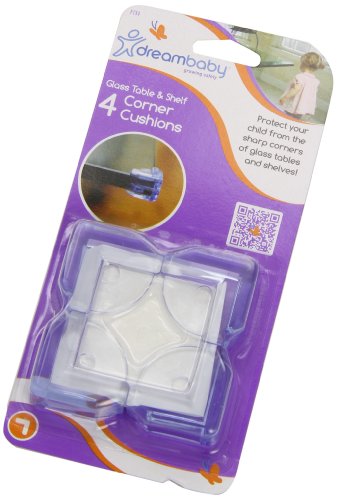 Dreambaby GLASS TABLE & SHELFCORNER, White, 4 Pack