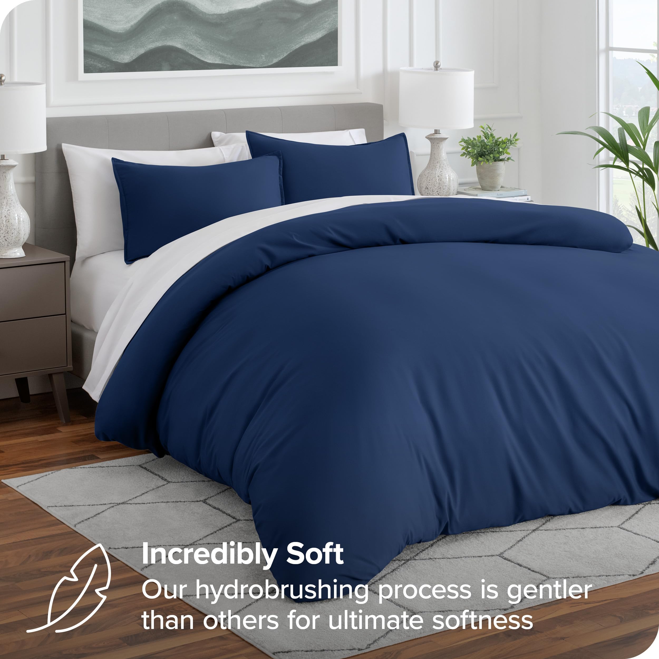 Bare Home Luxury 3 Piece Duvet Insert + Duvet Cover Set - Premium 1800 Ultra-Soft Brushed Microfiber - Easy Care (Twin/Twin XL, Dark Blue)