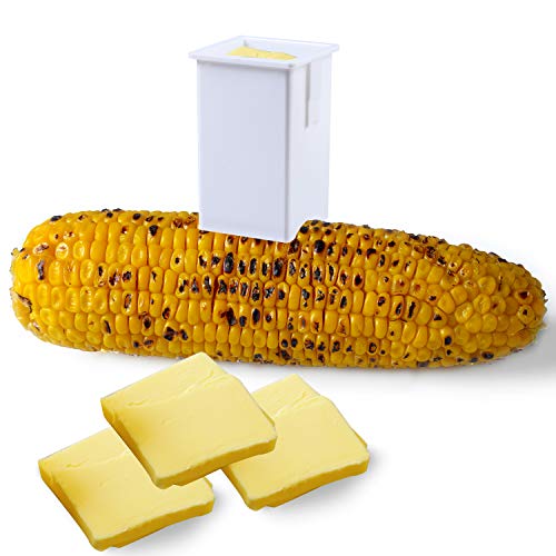 Cooraby 2 Pack Plastic Butter Spreader Corn Cob Butter Holder Spreads Butter Dispenser with Built-in Cover