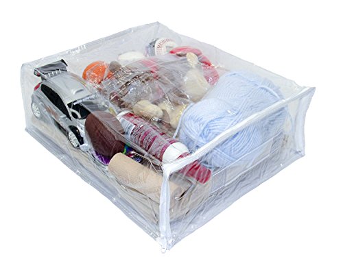Oreh Homewares Heavy Duty Vinyl Zippered Closet Square Storage Bags (Clear) for Sweaters, Throws, Arts & Crafts, Toys and Much More! (12" x 15" x 5") 3.9 Gallon 20-Pack
