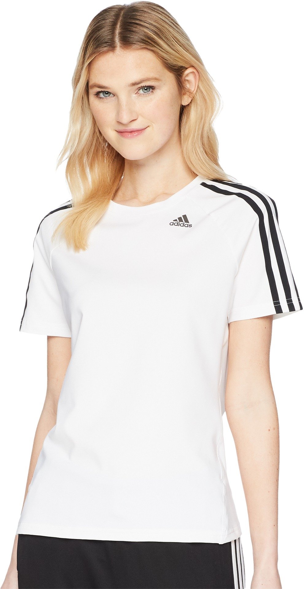 adidas Women's Designed 2 Move 3-Stripes Tee, White, X-Large