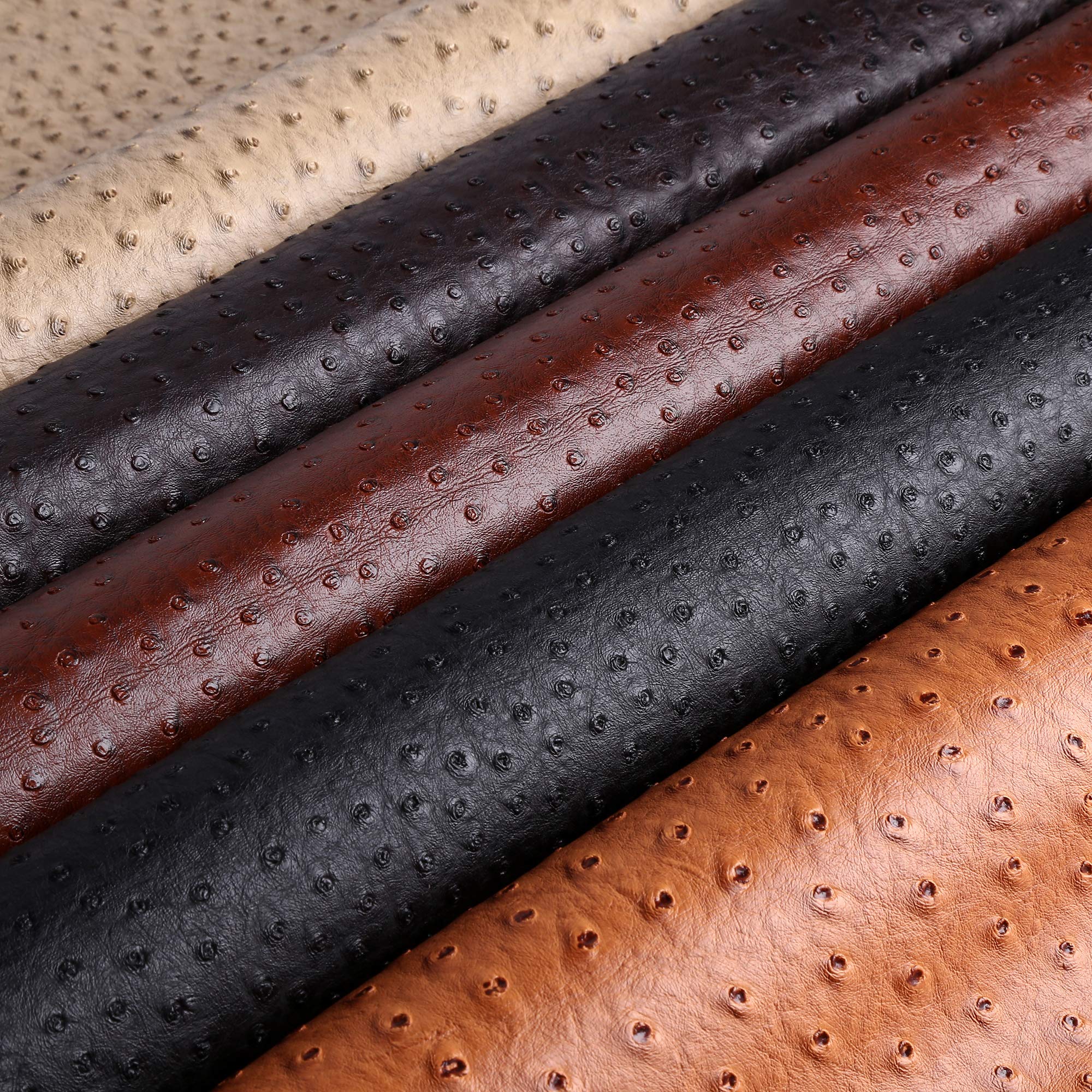 Black Faux Leather Ostrich Fabric 54" Width 1.0mm Thickness Marine Vinyl Upholstery Leather for Handcrafts, DIY, Tooling, Sewing, Hobby Workshops, Crafting Wallets(Pre-Cut 36"x54")