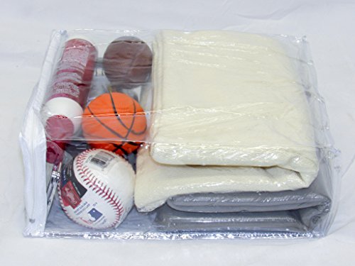 Oreh Homewares Heavy Duty Vinyl Zippered (Clear) Storage Bags (9" x 11" x 4") for Dresses, Shirts, Pants, Fabrics (1.7 Gallon) 5-Pack
