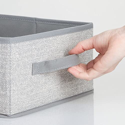 mDesign Soft Fabric Closet Organizer Box with Front Pull Handle for Shelves in Bedroom, Bathroom, Home Office - Holds Clothing, Linens, Accessories - Lido Collection - 4 Pack - Gray