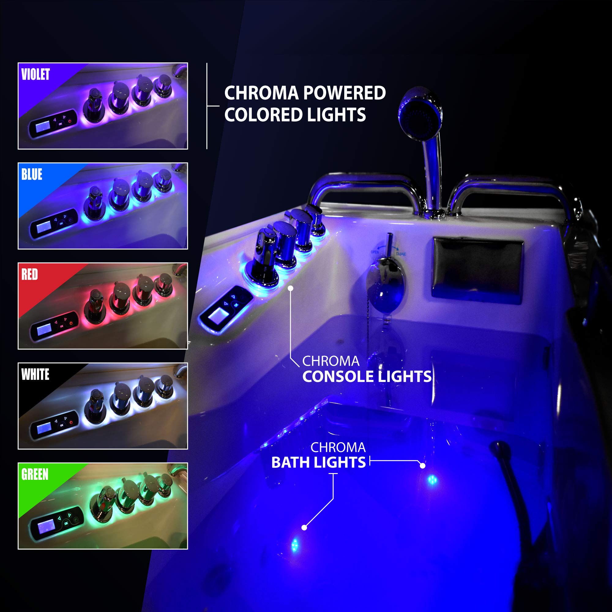 ANZZI Walk-in Bathtub 27'' x 53'' Left Drain Fully Loaded, Air Jets & Whirlpool Massage Jets, Hot Tub, Quick Fill, 6 Setting Handheld Shower Sprayer, Aromatherapy, Bath Pillow, LED Lights 2753FLWL