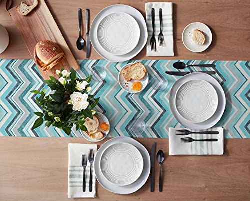 Big buy store Table Runner Zig Zag Chevron Wave Stripe Cotton Line Table Covers for Dinner Kitchen Wedding Indoor and Outdoor Parties Turquoise Nordic Style Table Setting Decor -13 x 72 inch