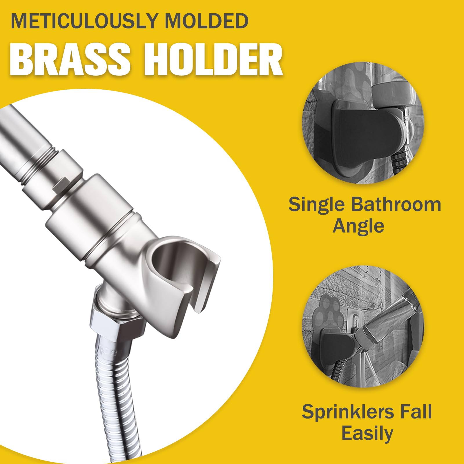 All Metal Handheld Shower Head Holder, Adjustable Shower Wand Holder with Universal Shower Arm Mount and Brass Pivot Ball, for Connecting Shower Arm and Shower Hose