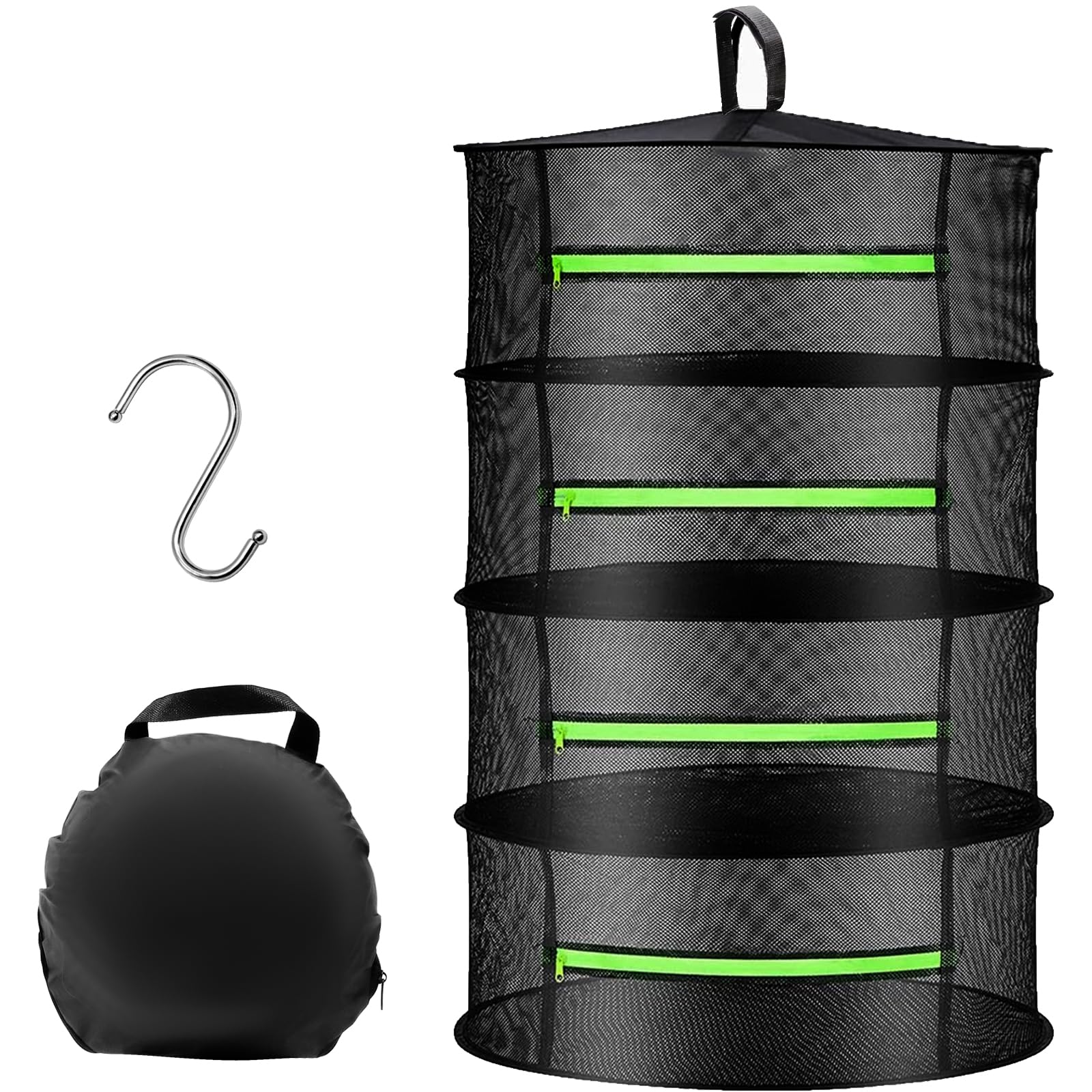 Zreneyfex 4 Layers 8 Layers Herb Drying Rack Collapsible Portable Hanging Drying Net with Hooks for Plants Herb Vegetable Flowers Clothes (24x32)