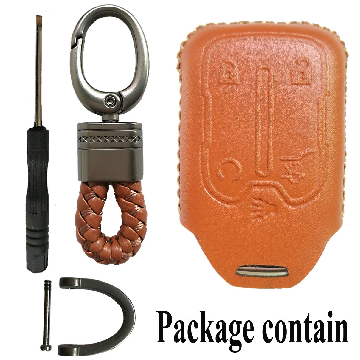 Alegender 5Btn Leather Cover Case Fob Holder Bag Remote Keyless Jacket for GMC Acadia Terrain Yukon Chevy Suburban Tahoe HYQ1AA 13584502 1551A-AA Brown