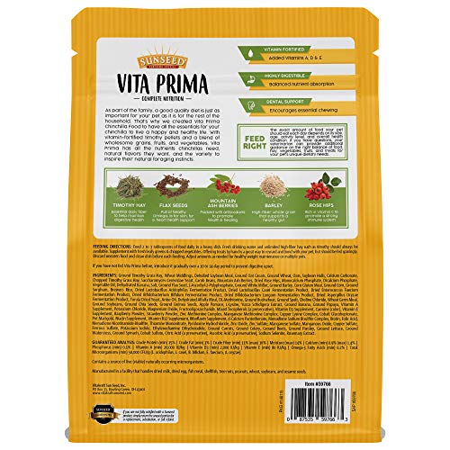 Sunseed Vita Prima Complete Nutrition Chinchilla Food, 3 LBS
