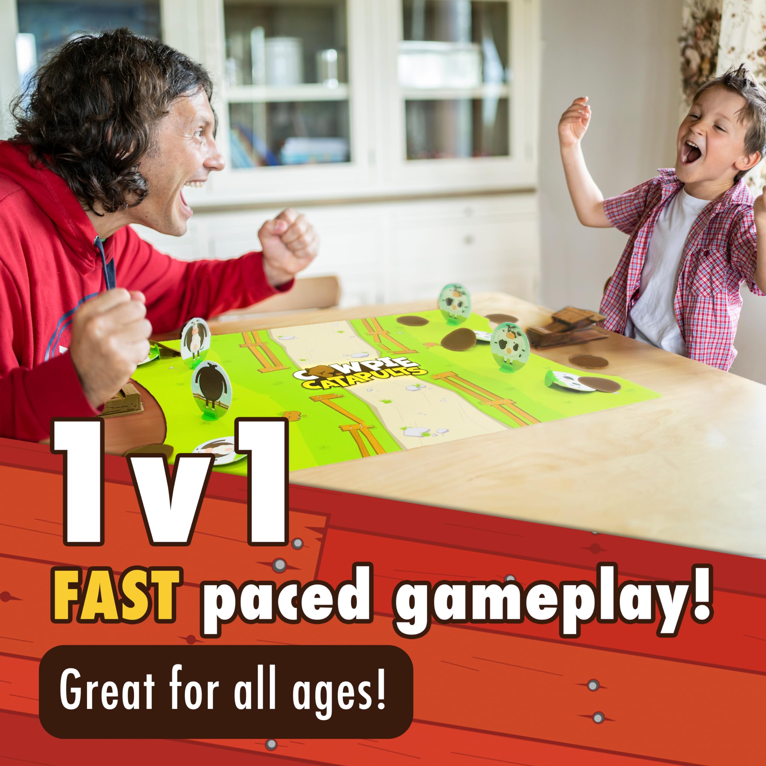 Cowpie Catapults, Launch Poo, Knock Over Cows, and Be The Last Moo Standing, Funny 2 Player Board Game for Kids & Family, Ages 6+