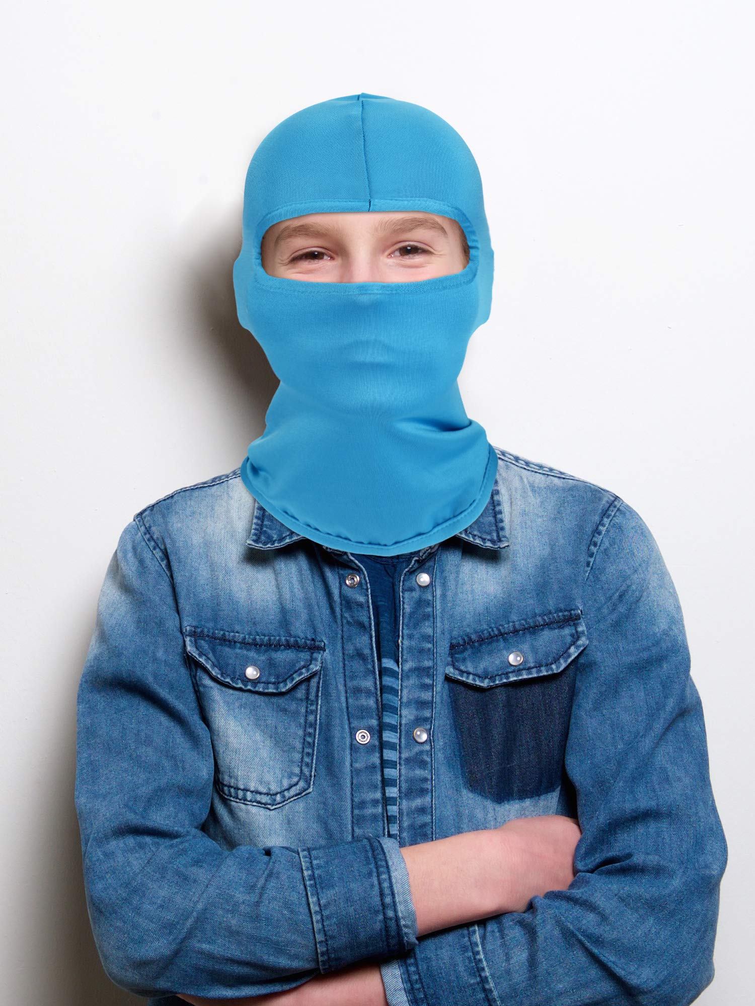 6 Pieces Ski Mask Kids Balaclava Winter Windproof Face Covering Breathable Neck Gaiter for Winter Outdoor Activities (White, Sky Blue, Orange, Dark Blue, Purple, Black, Large)