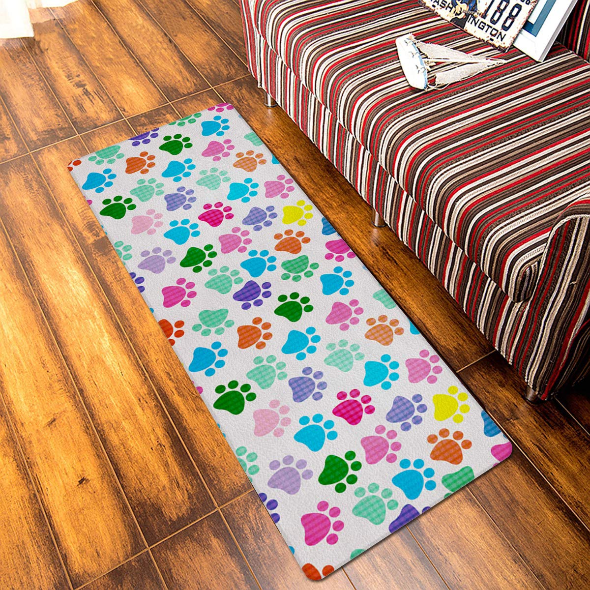 Anti-Fatigue Kitchen Mat- Dog Paw Print Durable Soft All-Purpose Doormat Standing Mat Bathroom Rugs, Stain Resistant and Comfort- 18" x 30"