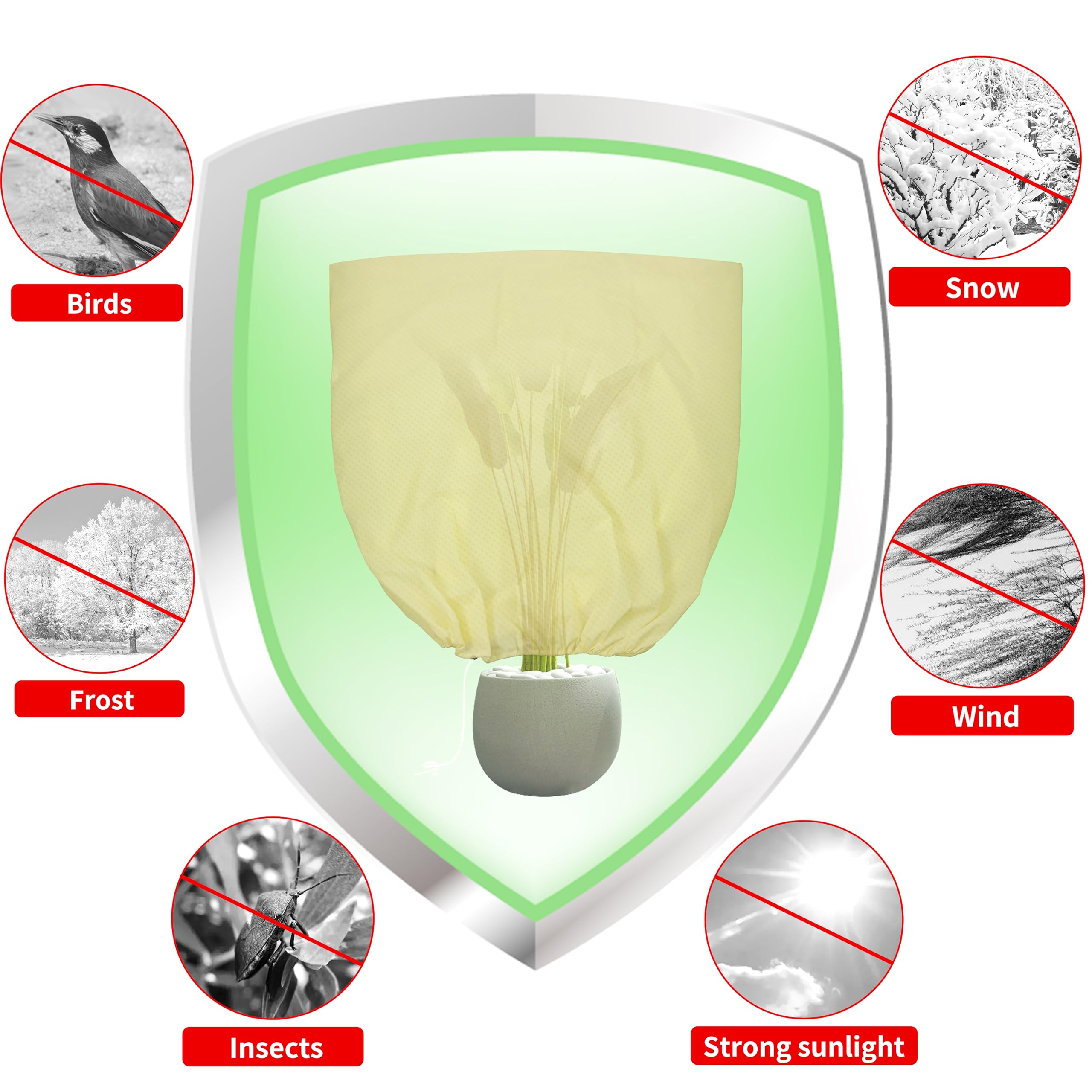 85”(W)x95”(H) Plant Covers Freeze Protection, 2.8oz/yd² Winter Frost Covers for Outdoor Plants,1 Pcs Extra Large Tree covers with Zipper Drawstring, Protect Plants from Cold, Frost, Wind, and Pests