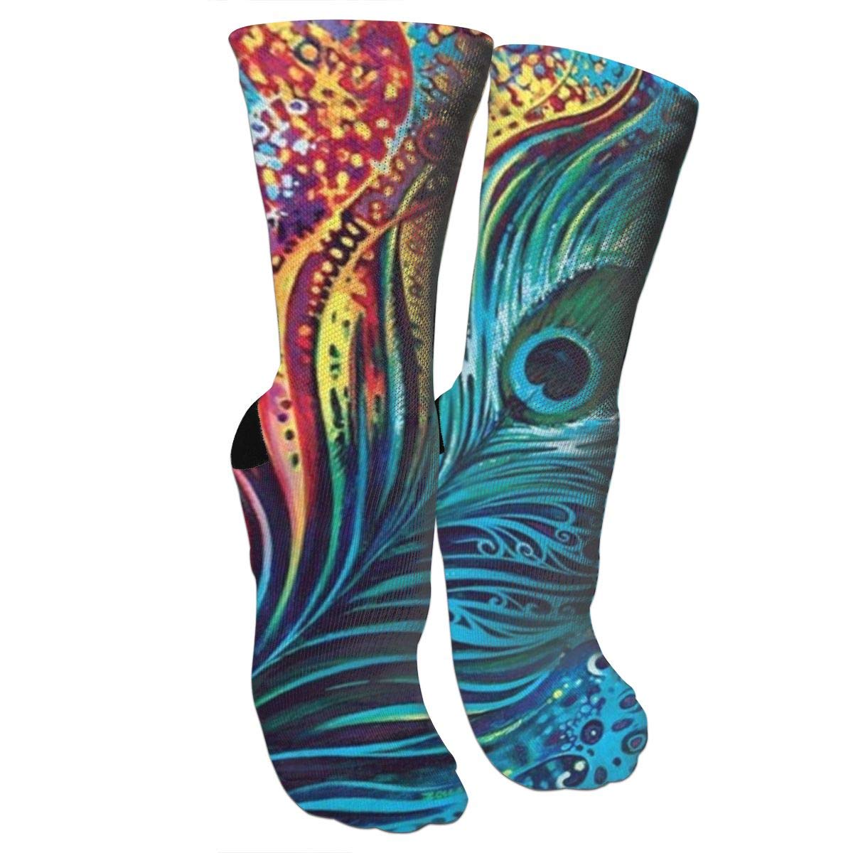 Amazing Peacock Compression Socks Unisex Printed Socks Crazy Patterned Fun Long Cotton Socks Over The Calf Tube