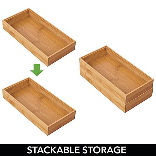 mDesign Wooden Bamboo Drawer Organizer - 12" Long Stackable Storage Box Tray for Kitchen Drawers/Cabinet - Utensil, Silverware, Spatula, and Flatware Holder - Echo Collection - 2 Pack, Natural Wood