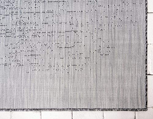 Unique Loom Outdoor Modern Collection Area Rug - Ombre (4' 1" x 6' 1" Rectangle, Charcoal Gray/ Ivory)