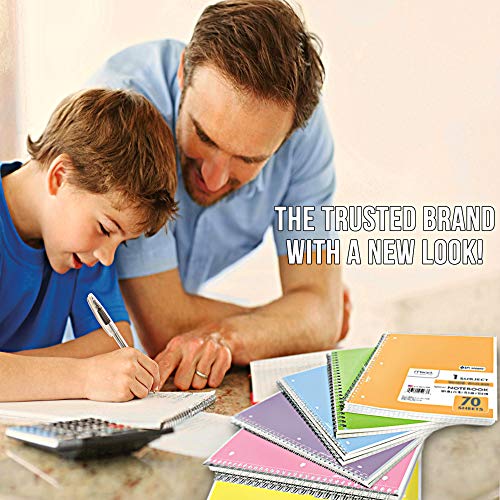Mead Spiral Notebook, 4 Pack of 1-Subject Wide Ruled 70 Sheet Spiral Bound Notebooks, Pastel Colors, COLOR WILL VARY