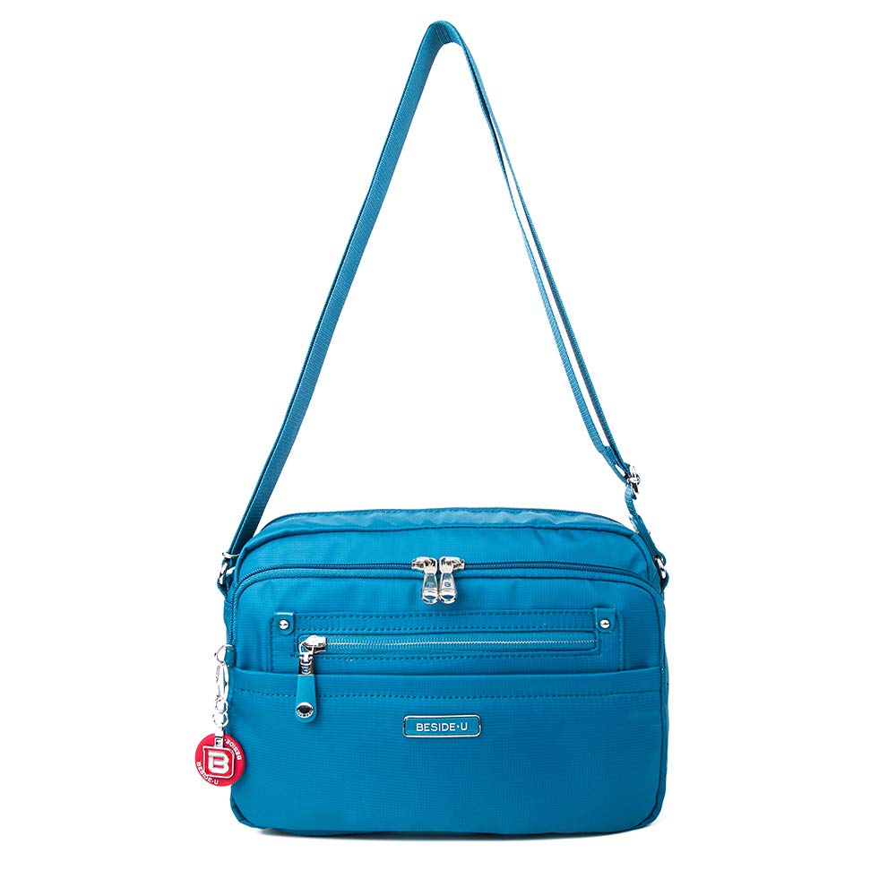 BESIDE-U Baker RFID Guarded Zip Pocket Medium Travel Crossbody in Sapphire Blue