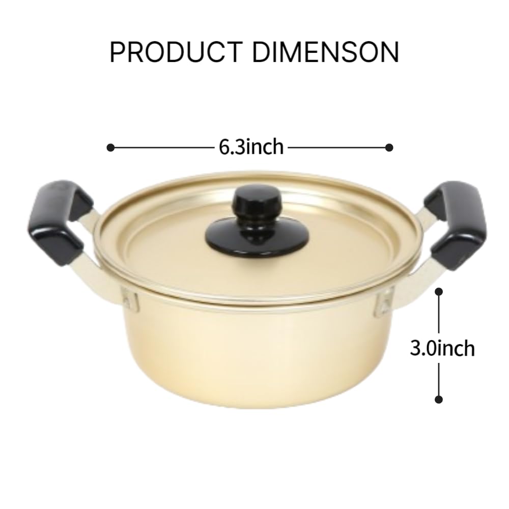 Generic CHEFLINE Ramen Pot with Stay Cool Handles, Fast Heating (16cm/6.3""), Medium, Gold, RMPOTLX16