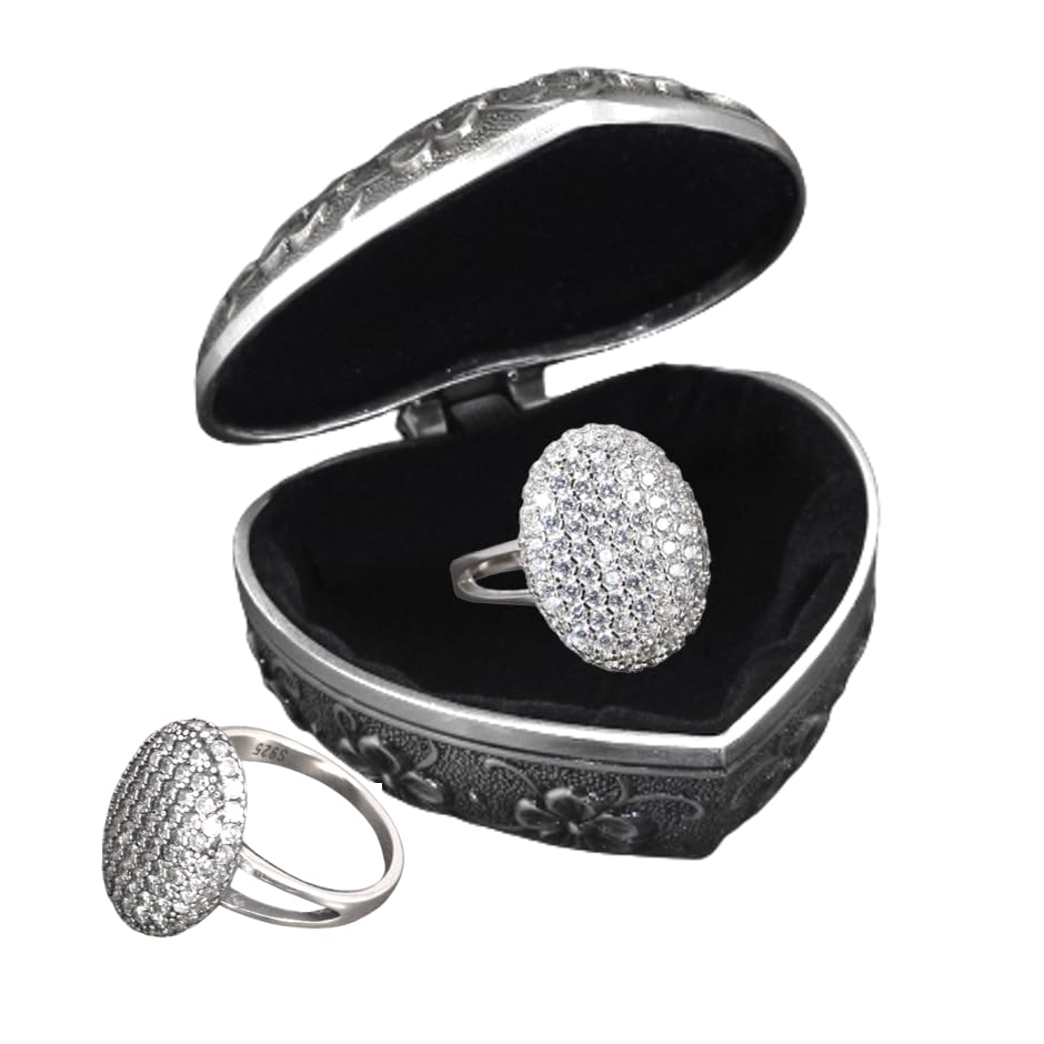 925 Sterling Silver Bella Swan's Wedding Ring ~ inlaid CZ/Moissanite diamonds ~ Twilight Bella Swan's Micro PavĂ© engagement ring ~ With Heart Shape Metal Box âŹâŹâŹBy Fantasy WorldâŹâŹâŹ, Metal, Moissanite