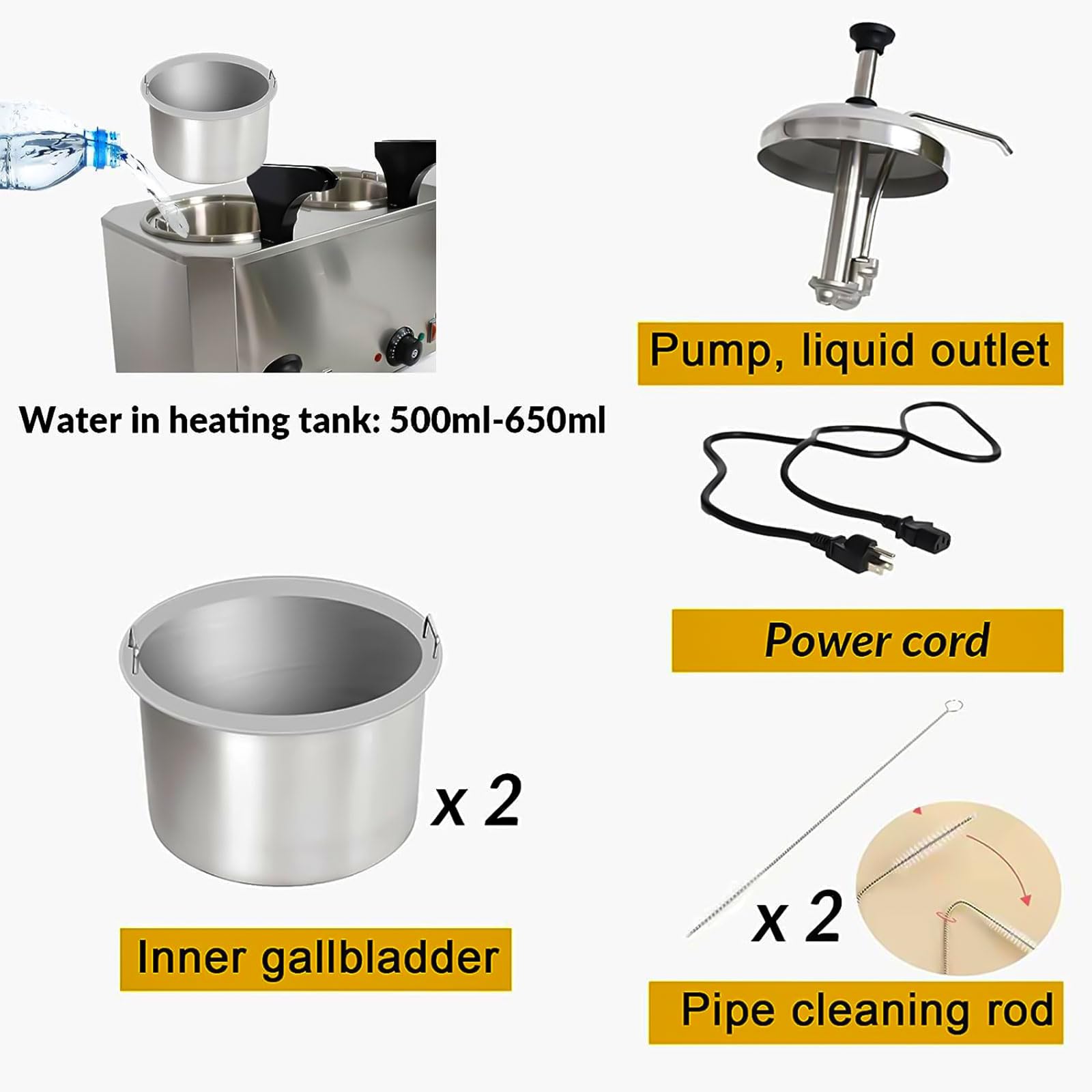 Nacho Cheese Dispenser, 4.8 QT Nacho Cheese Warmer, Stainless Steel Popcorn Butter Dispenser, with Pump 650W Nacho Cheese Machine, 30-110β Temp Adjustable, for Heating Caramel Cheese Chocolate