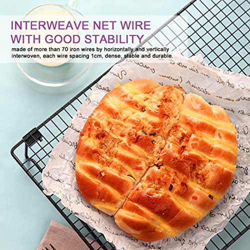 Asixxsix Cooling Rack, 17 x 11 Inches Oven and Dishwasher Safe Baking Rack, High Temperature Resistant Wire Rack with Small Mesh for Cooking, Roasting, Grilling, Dripping Dish, Fits Pans (Black)