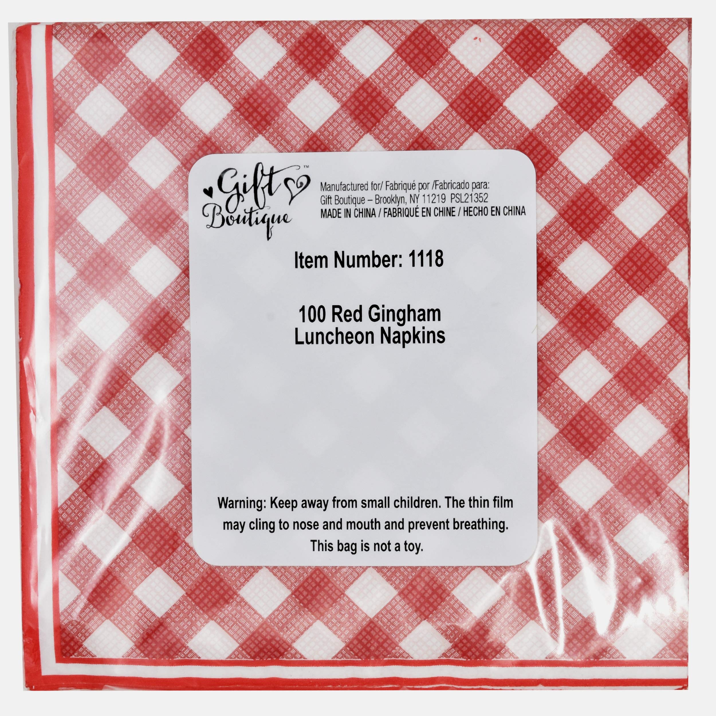 Gift Boutique 200 Pcs Red and White Gingham Party Supplies Set Paper Plate Napkin for Checkered Plaid Picnic BBQ Birthday Disposable Dinnerware Serve 50