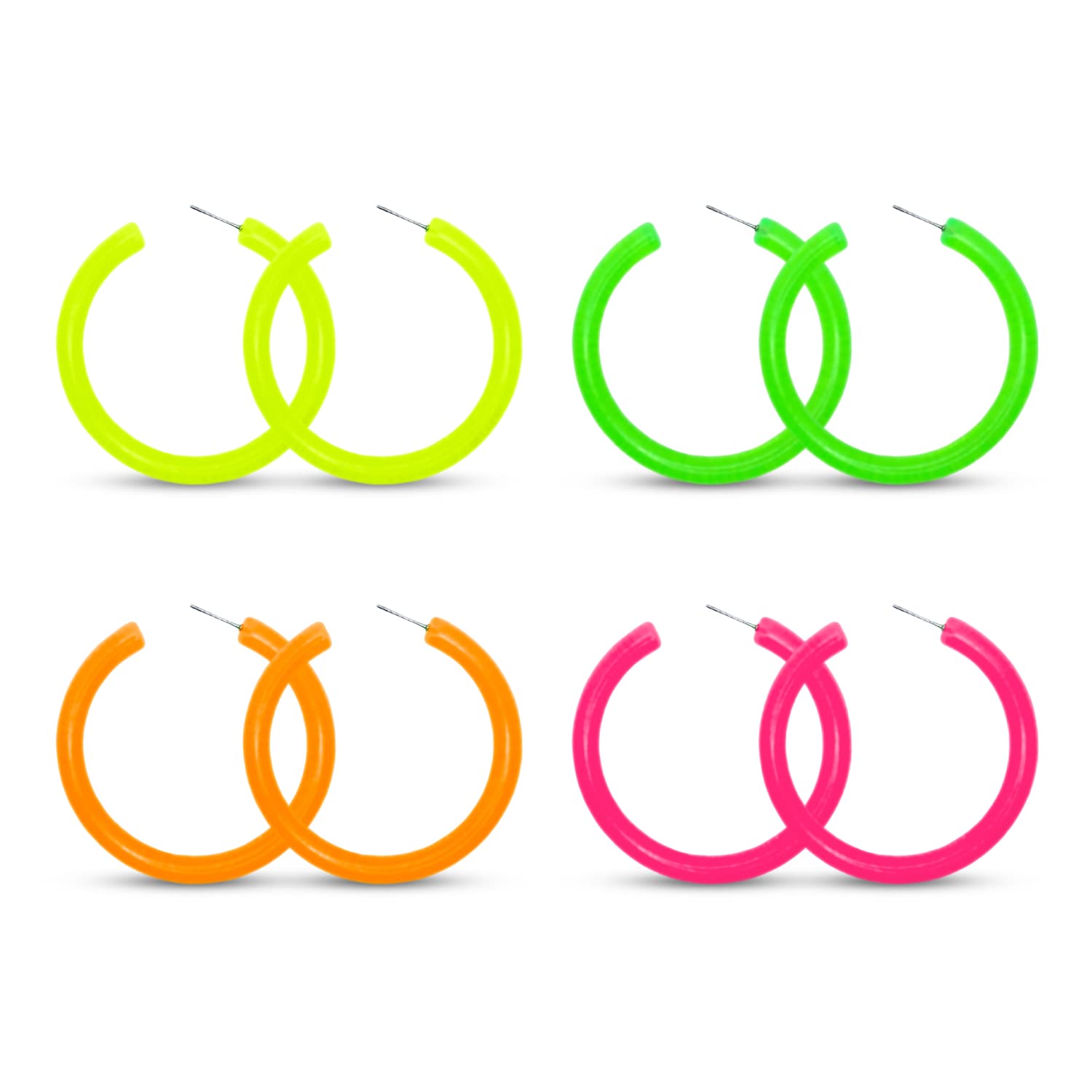80's 90's Acrylic Hoop Retro Earrings (4 Pack) Party Costume Jewelry 2022 Trend