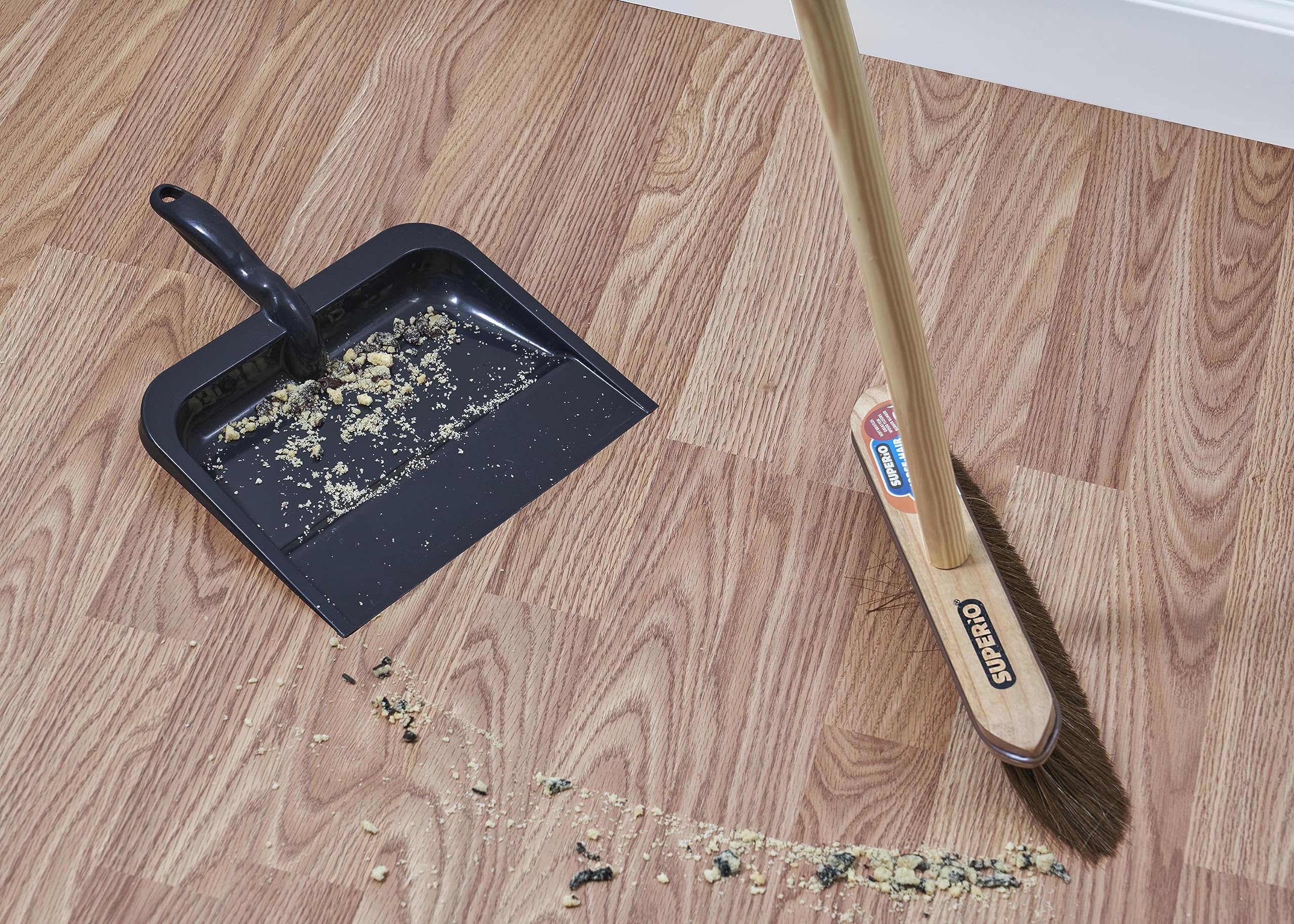 Superio Kitchen and Home Horsehair Broom with Wood Handle, Fine Premium Bristles - Heavy Duty Household Broom Easy Swiping Dust and Wisp Floors and Corners 2-Pack