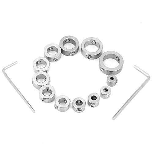 ASHATA 12Pcs High Carbon Steel Drill Bit Depth Stop Collar Set, Clamping Collar Woodworking Positioner, 3mm 4mm 5mm 6mm 7mm 8mm 9mm 9.5mm 10mm 12mm 14mm 16mm Bore Size