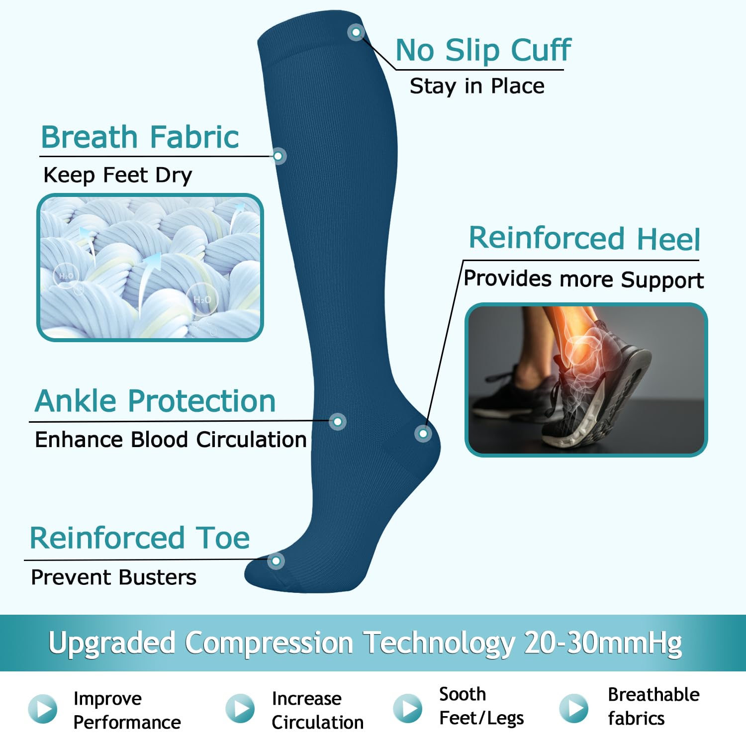 ACTINPUT Compression Socks Women & Men - Best for Running,Medical,Athletic Sports,Flight Travel, Pregnancy (08 - Assorted 01,S/M)