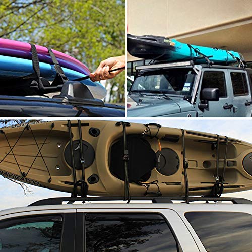 Alfa Gear 1" Width 15ft Long Multi- Function Kayak Boat Motorcycle Tie Down Straps Kits 4 pcs/Set