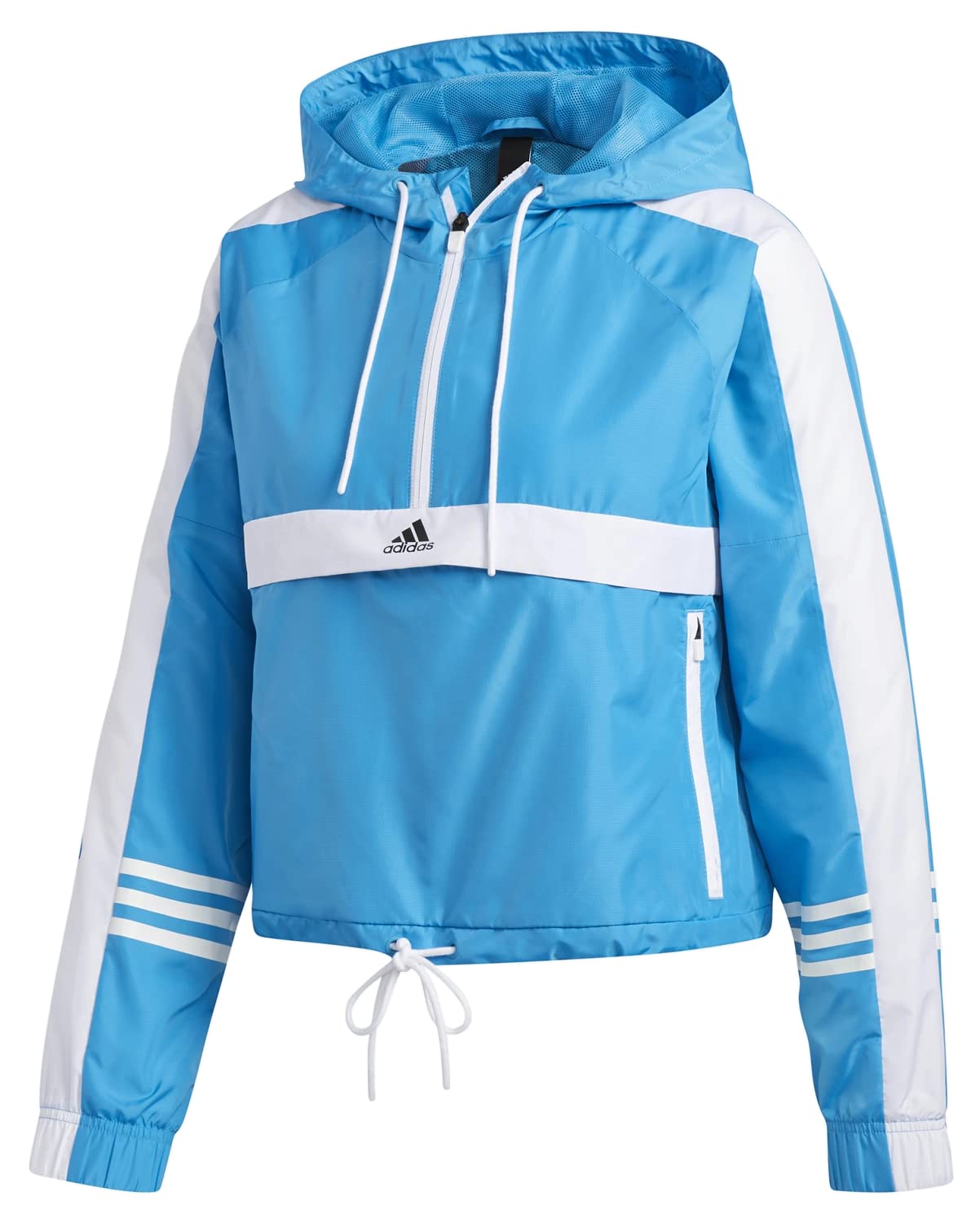 adidas Women's Half-Zip ID Pullover Windbreader Jacket, Shock Cyan XL