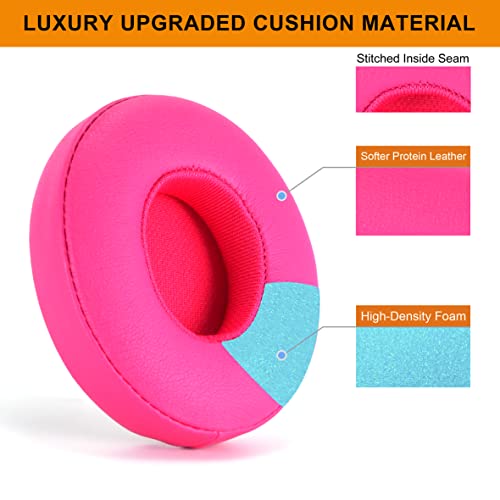 Solo3 Solo2 Earpads Replacement Ear Cushion Ear Pads for Solo 3.0 Wireless, Solo 2.0 Wireless On-Ear Headphone,3M Stronger Adhesive, Softer Leather, Noise Isolation Foam (Pink)