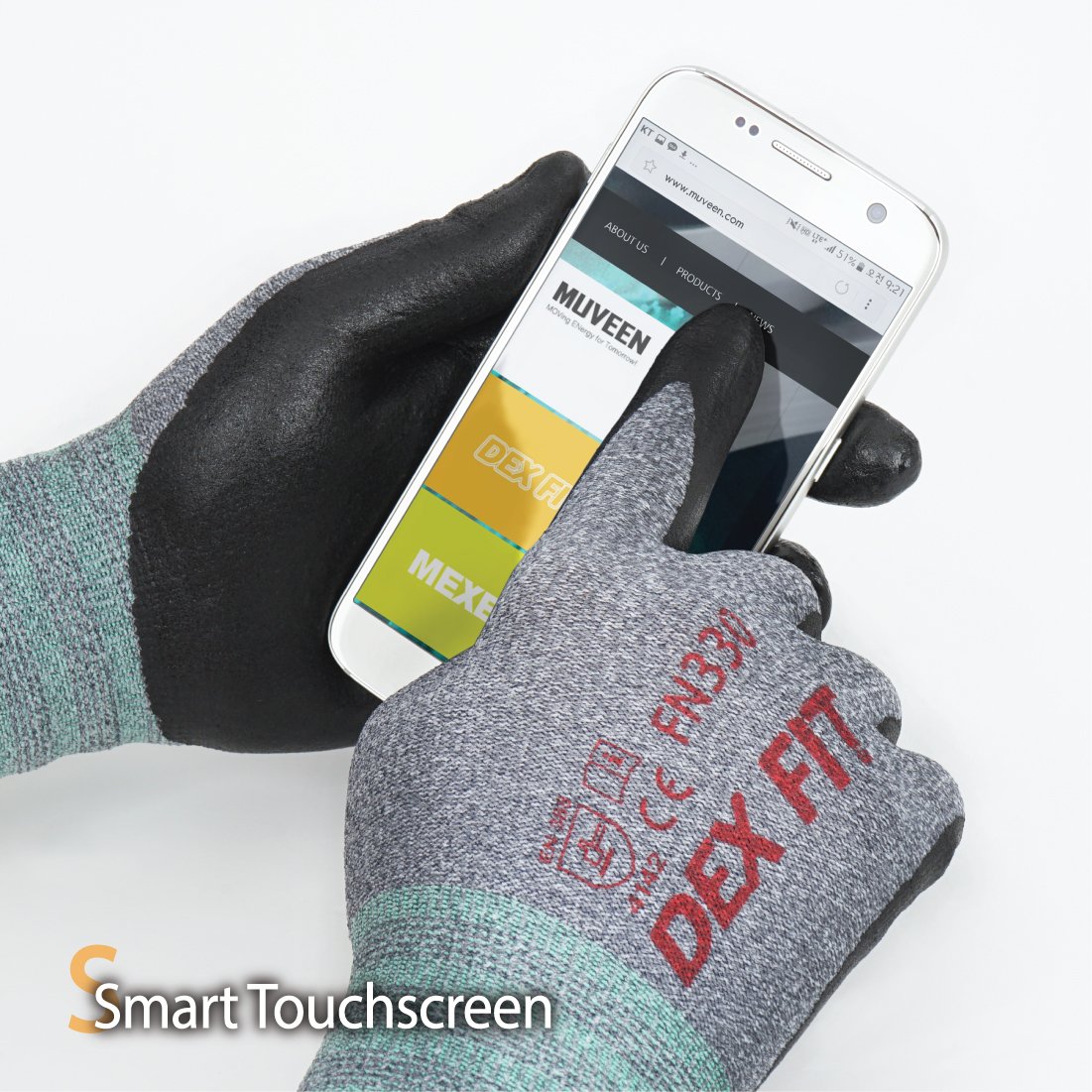 DEX FIT Nitrile Coated Work Gloves FN330-3D-Comfort Stretchy Fit, Firm Grip, Thin & Lightweight, Touchscreen Fingers, Protective & Durable, Breathable, Machine Washable; Grey M (8) 12 Pairs