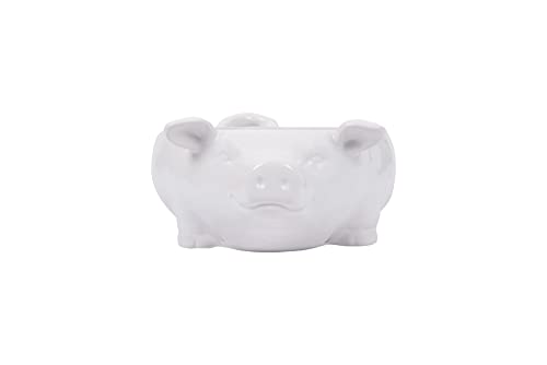 Creative Co-Op Farmhouse Ceramic Pig Shaped Bowl, White