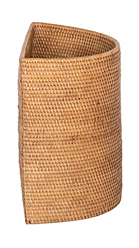 KOUBOO 1030082, Honey Brown Handwoven Half-Moon Rattan Waste Basket