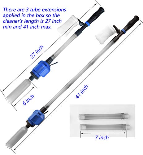 YADICO Auto Electric Aquarium Gravel Cleaner, 3 in 1 Automatic Sludge Extractor for Fish Plant Tanks
